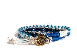 Beaded wrap macrame bracelet, double leather wrap, Royal blue petunia ...